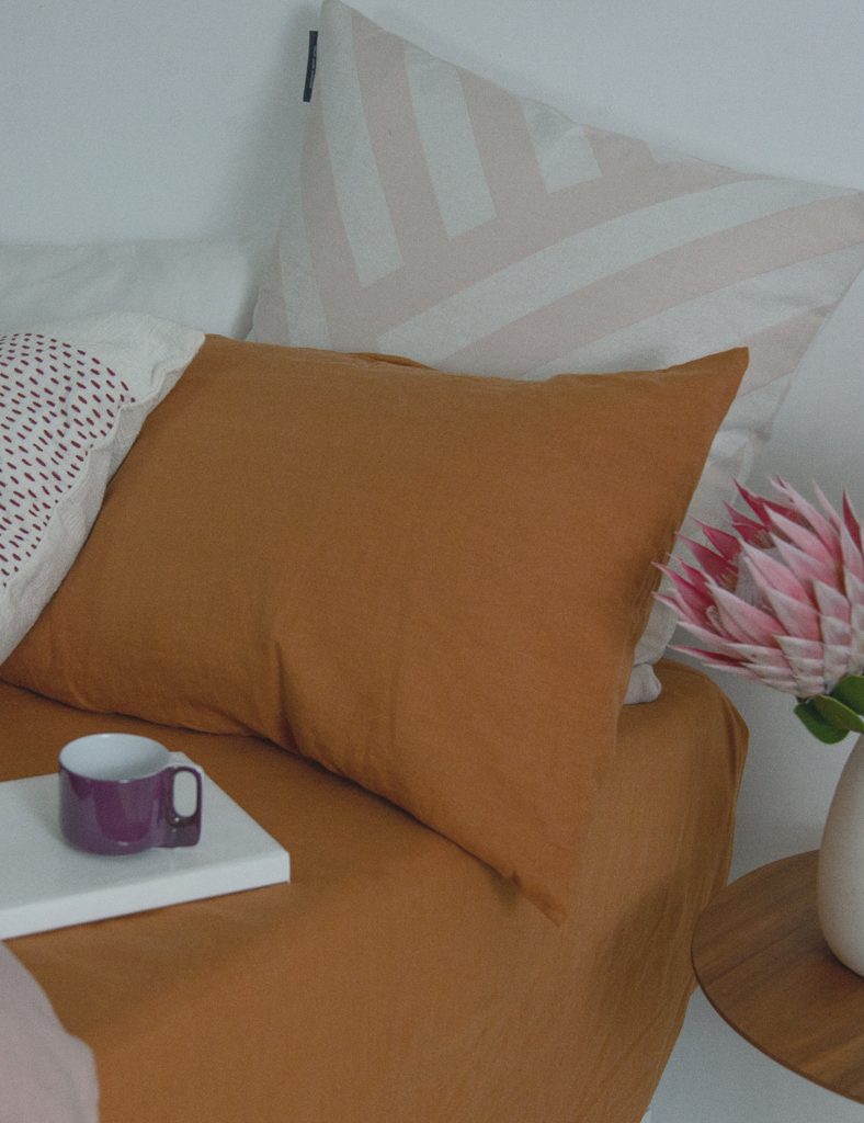 100% Luxury French Linen - Pillowcase Set - Col. Cinnamon - Moran Furniture